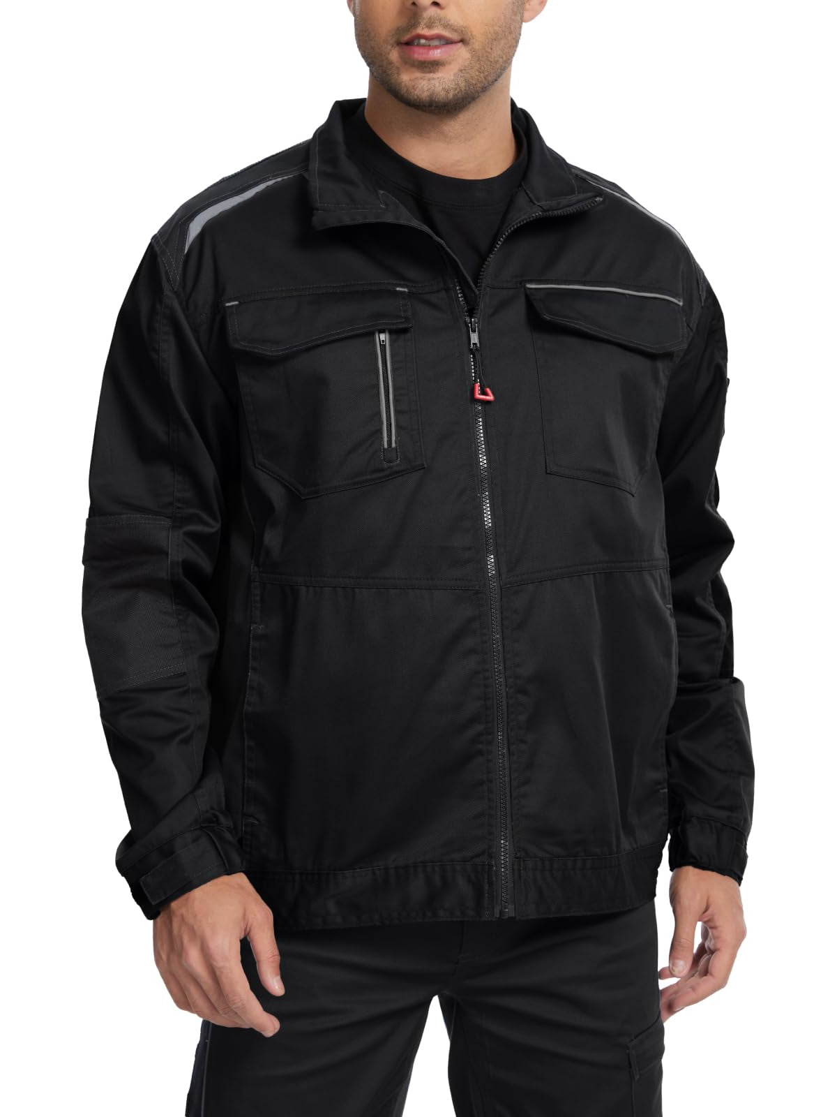 WORK IDEA Men's Work Jacket with Contrasting Reflective Stripes - Mode